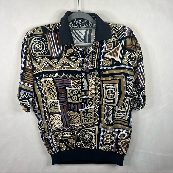 Alan Stuart | Shirts | Rarealan Stuart Vtg Abstract Retro Art Deco Polo ...